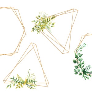 Minimal Geometric Frames, Botanical Watercolor Frames Clipart, Green ...
