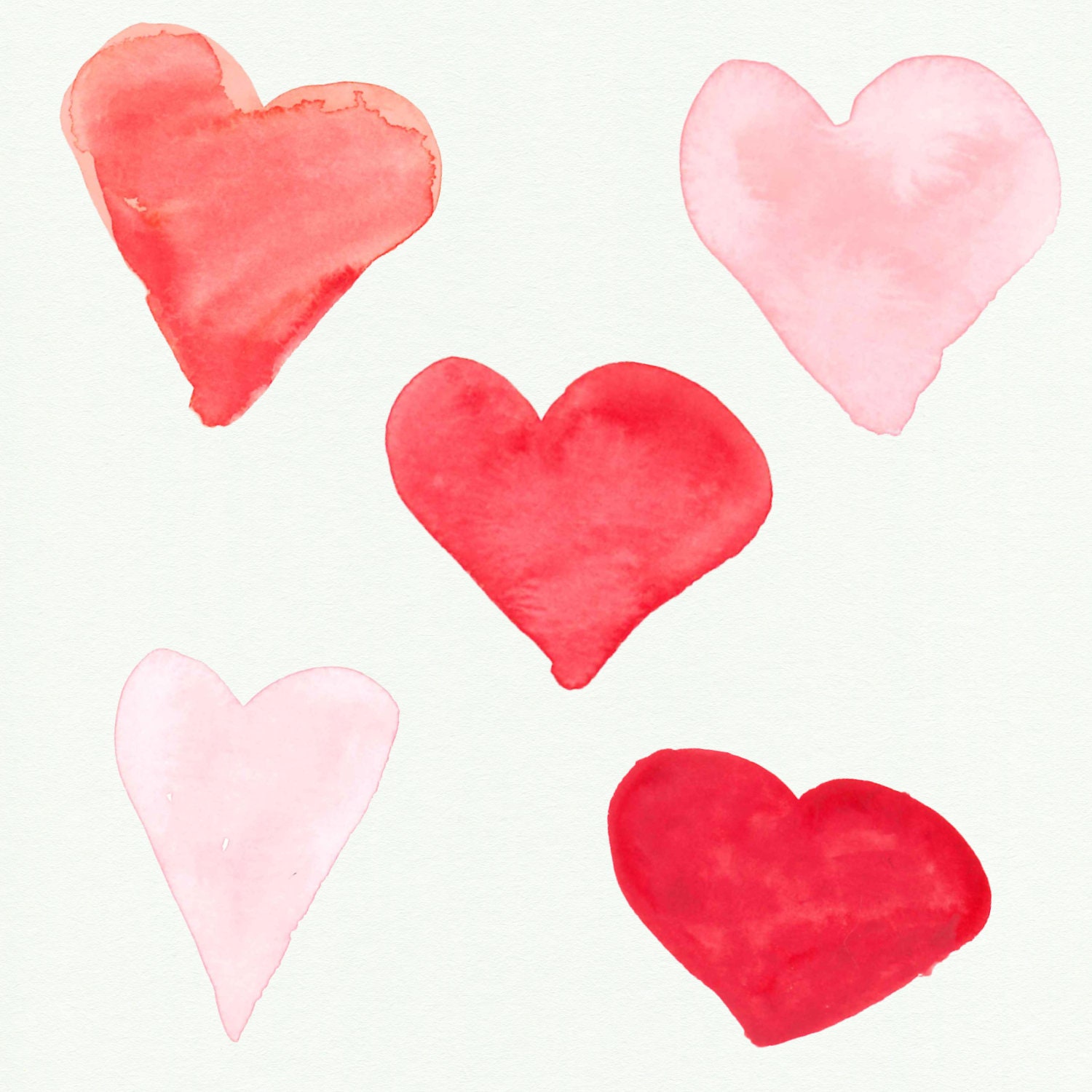 Watercolor Red Heart Clipart Valentines Day Clipart - Etsy