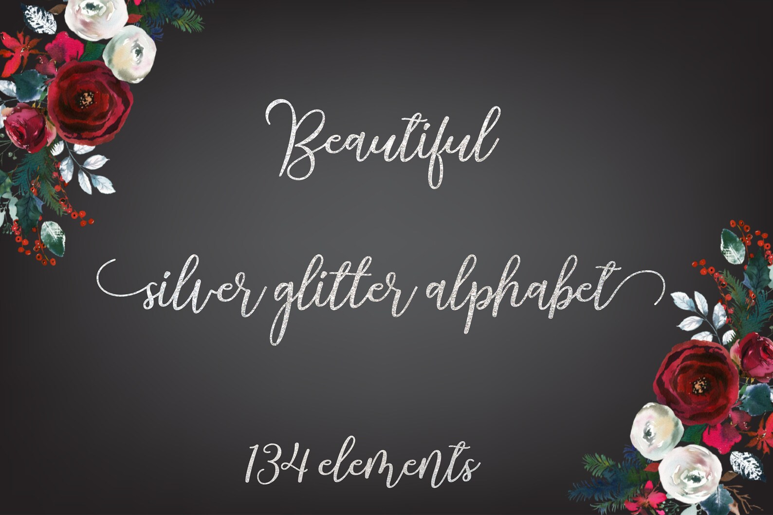 Silver Glitter Alphabet Clip Art Silver Letters With | Etsy