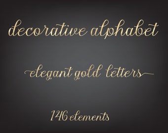 Gold Foil Alphabet Gold Letters Clipart Decorative Alphabet | Etsy