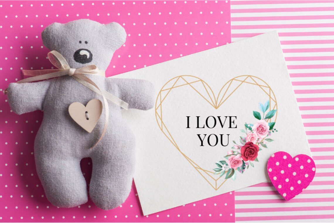 Heart Shaped Watercolor Flowers Frames, Geometric Gold Frames - Etsy UK