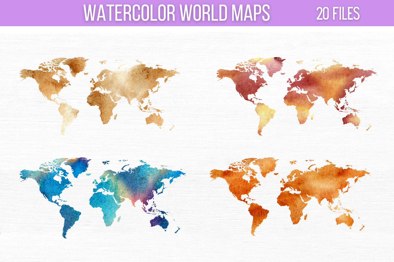 Watercolor World Maps World Maps Map Wall Art - Etsy