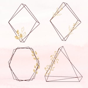 Burgundy and Gold Flowers Minimal Geometric Frames, Gold Frames Clipart ...