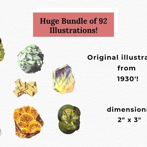 Vintage Stones Clipart, Gemstones Bundle, Wall Art, Digital Prints ...