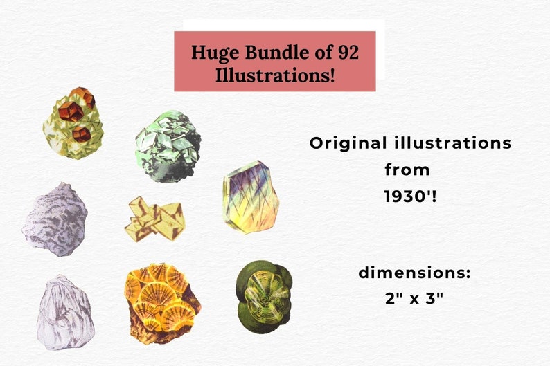 Vintage Stones Clipart, Gemstones Bundle, Wall Art, Digital Prints ...