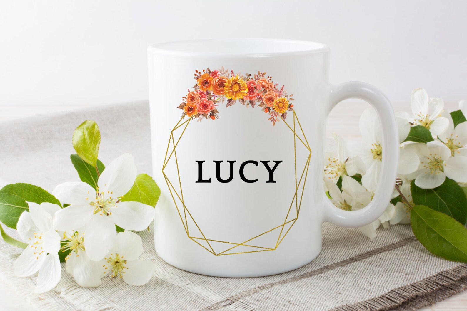 Fall Flowers Watercolor Frames Geometric Gold Frames Yellow - Etsy