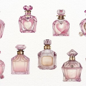 Watercolor Heart Shaped Pink Perfume Bottles Clipart - Etsy