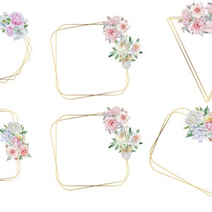 Geometric Frames, Watercolor Frames, Wreath Frames With Flowers - Etsy