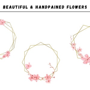 Gold Frames With Cherry Blossom Flowers, Geometric Frames - Etsy