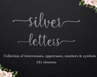 SILVER Glitter Alphabet Clip Art Silver Letters With | Etsy