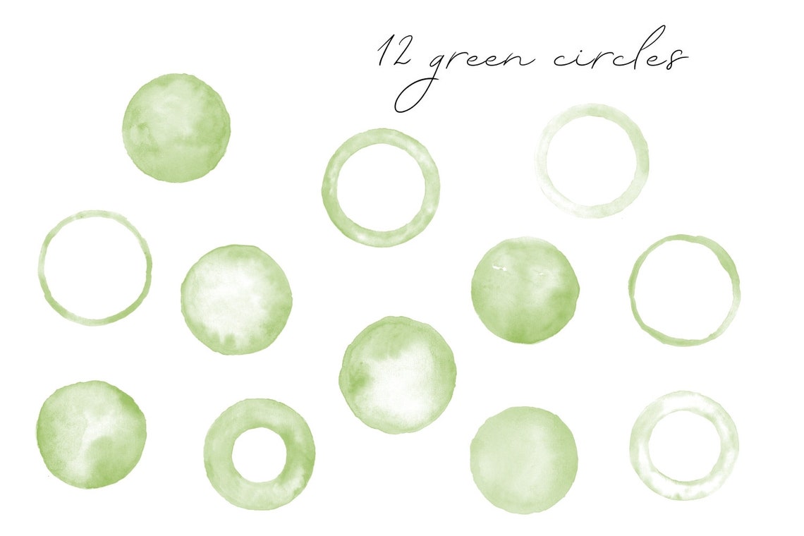 Gold Circles With Green Watercolor Watercolor Circles for - Etsy