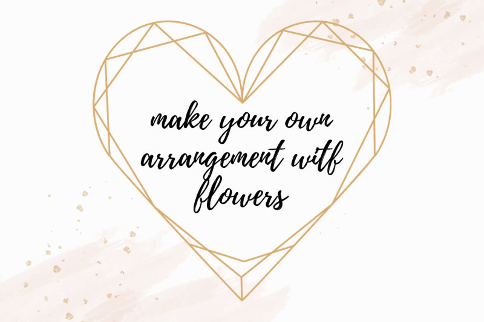 Heart Shaped Watercolor Flowers Frames, Geometric Gold Frames - Etsy