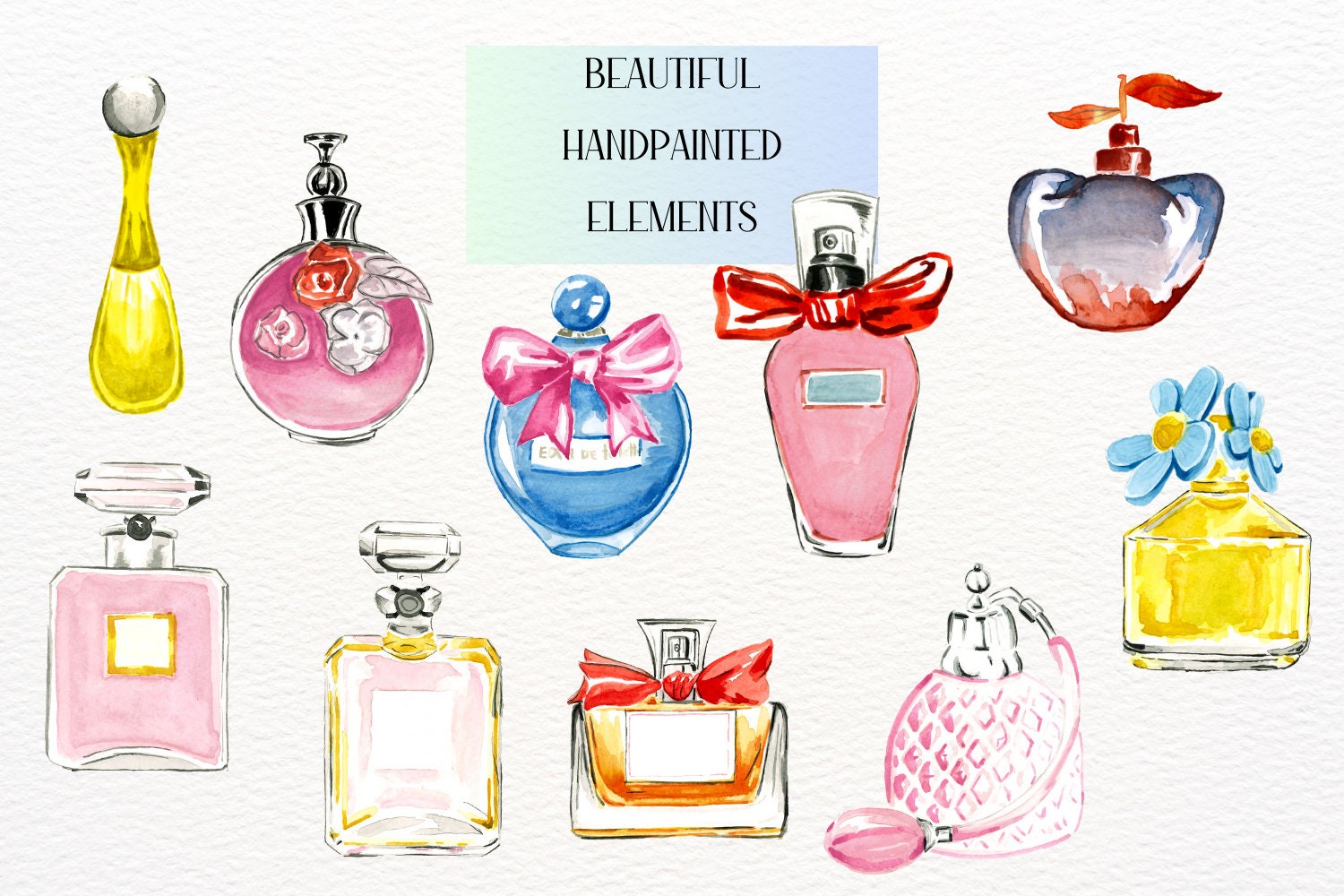 Watercolor Perfumes, Perfume Bottles Illustrations, Stylish Perfums - Etsy