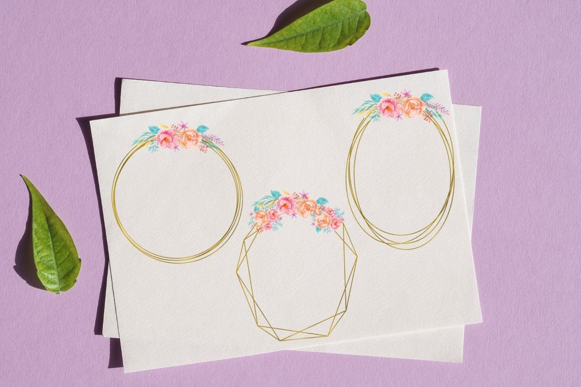 Peach Romantic Geometric Frames Frames with Pink Blue | Etsy