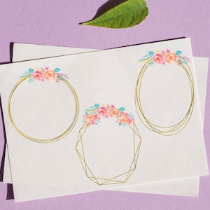 Peach Romantic Geometric Frames Frames with Pink Blue | Etsy