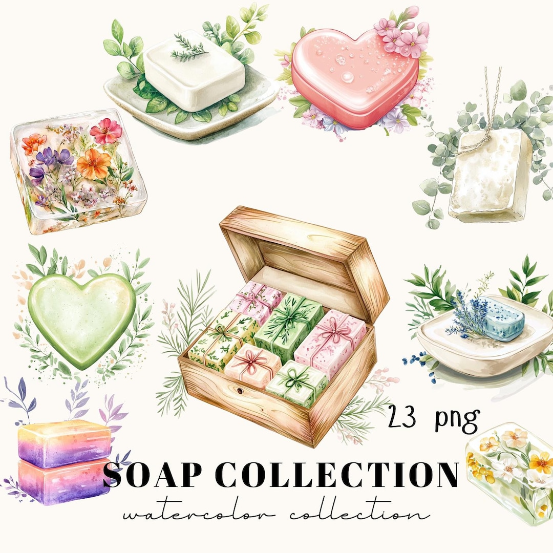 Soap Collection - Self Care Digital Clipart Bundle, Watercolor Soap ...