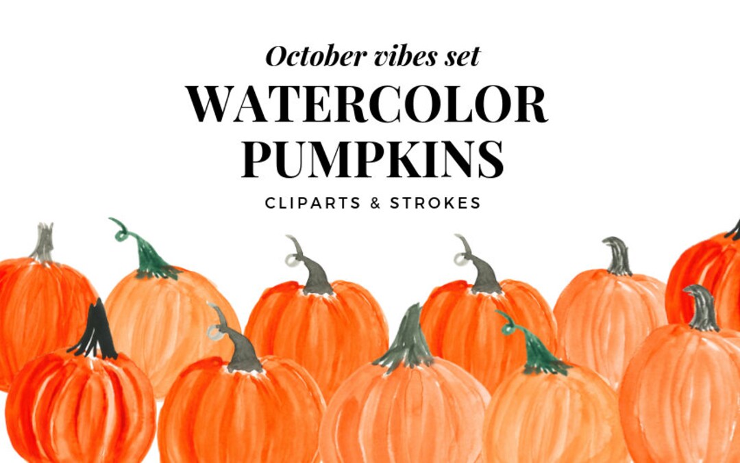 Watercolor Pumpkin Clipart, Orange Pumpkin, Harvest and Autumn ...