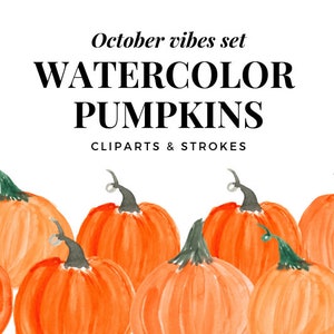 Watercolor Pumpkin Clipart | Orange Harvest Illustration | Autumn and ...