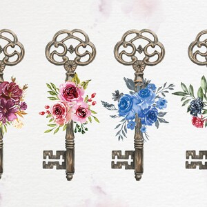 Watercolor Keys, Boho Keys Illustrations, Old Key Clipart, Antique Keys ...