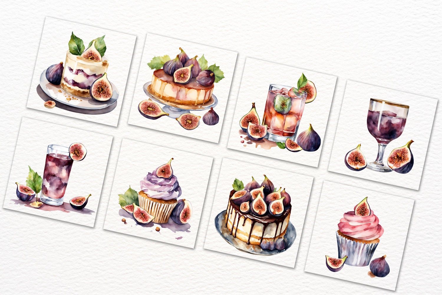 Watercolor Fig Clipart, Figs Watercolour Clipart Bundle, Summer Fruit ...