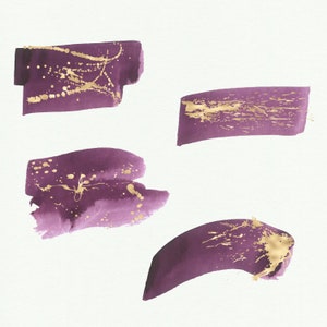Gold and Purple Watercolor Splash Clipart, Purple Watercolor Brush ...