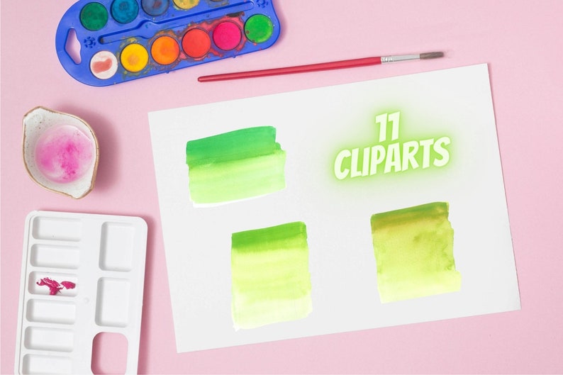 Green Watercolor Splash Clipart Green Watercolor Brush - Etsy