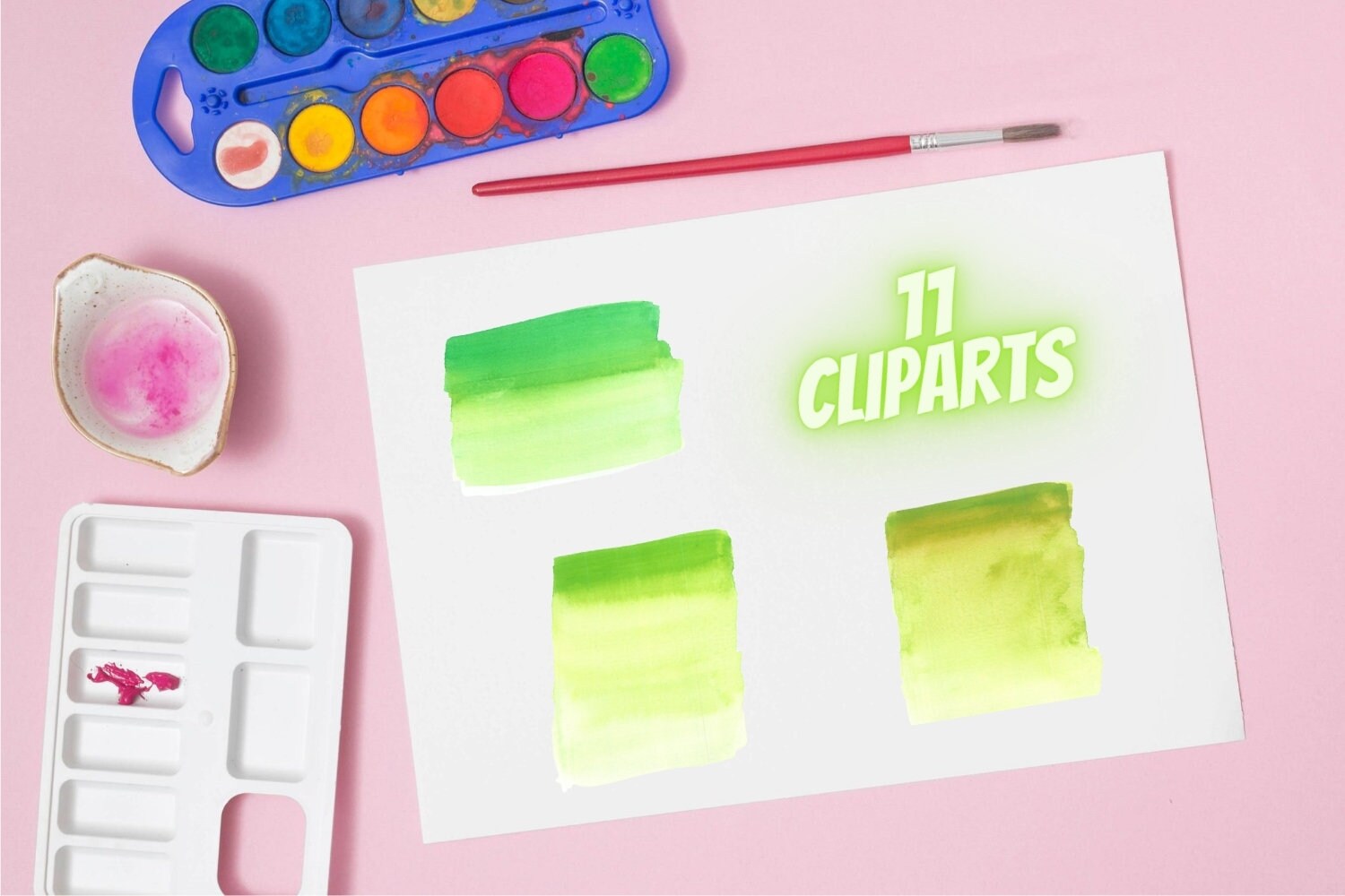 Green Watercolor Splash Clipart, Green Watercolor Brush Strokes ...