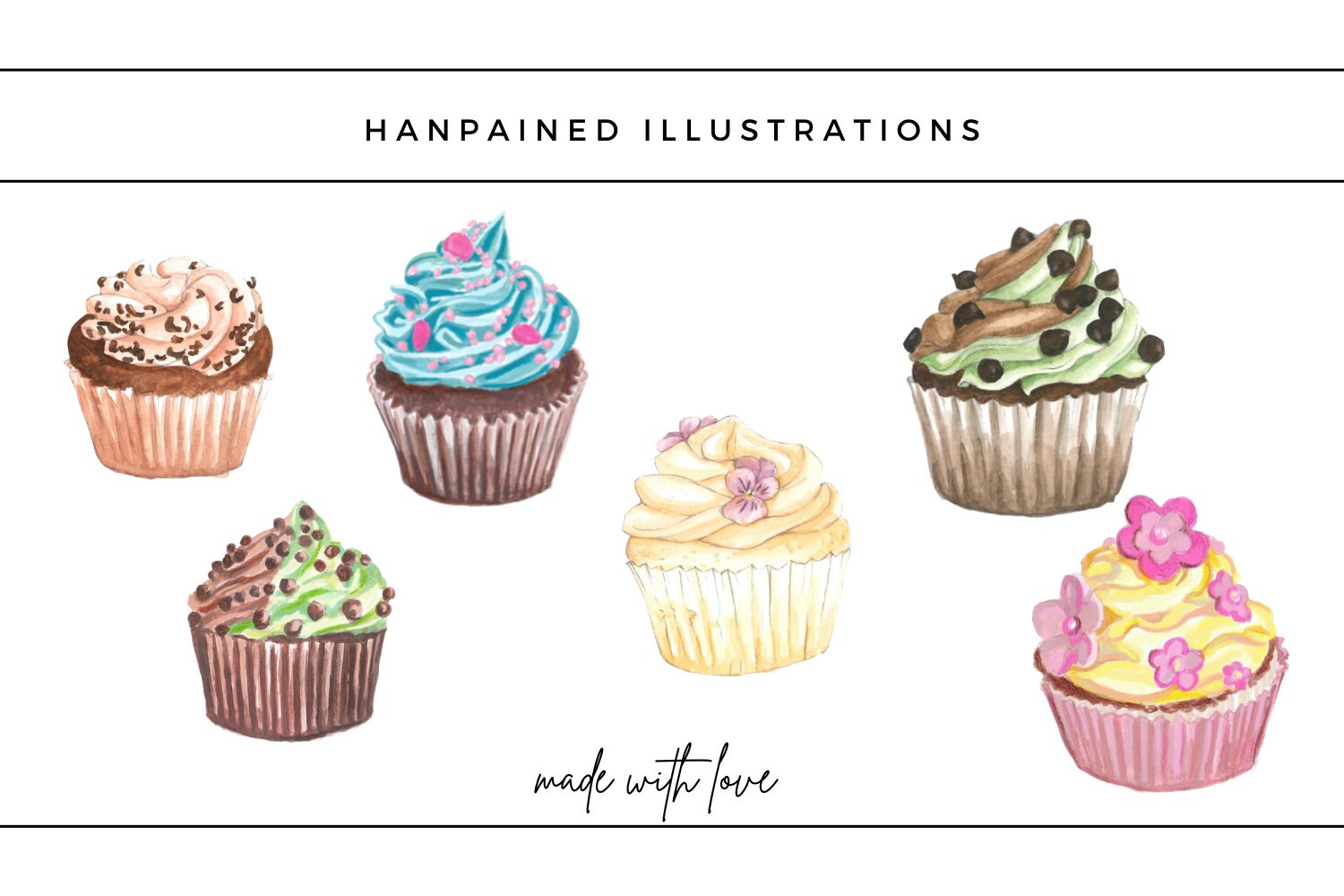 Watercolor Cupcakes Clipart, Muffins Clipart, Sweet Watercolor Dessert ...