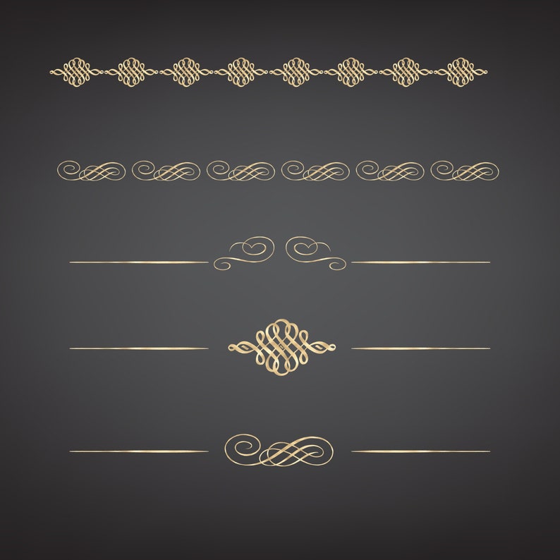 Gold Foil Page Dividers: Hand-drawn Borders (PNG) - Etsy