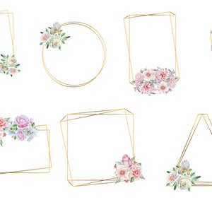 Geometric Frames, Watercolor Frames, Wreath Frames With Flowers - Etsy
