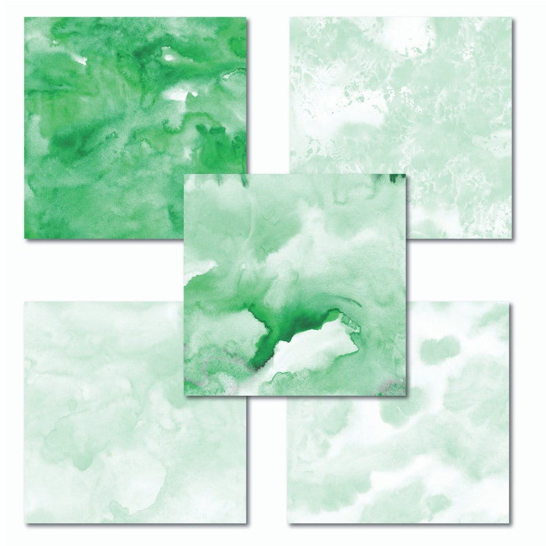 20 Green Digital Papers, Watercolor Green Textures, Green Watercolor ...