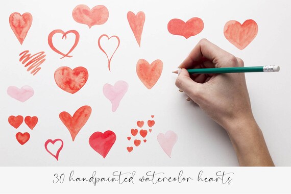 Watercolor Red Heart Clipart Valentines Day Clipart | Etsy