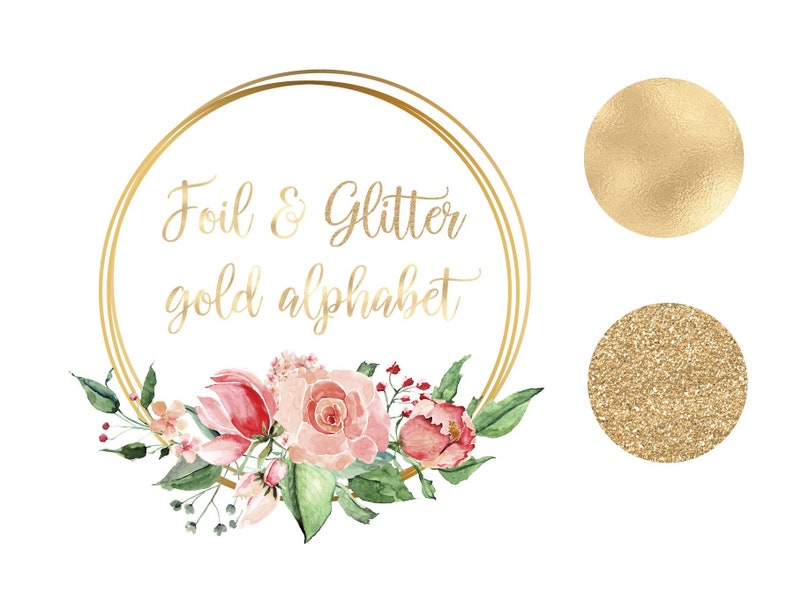 Gold Glitter and Foil Alphabet, Gold Letters Clipart, Decorative ...