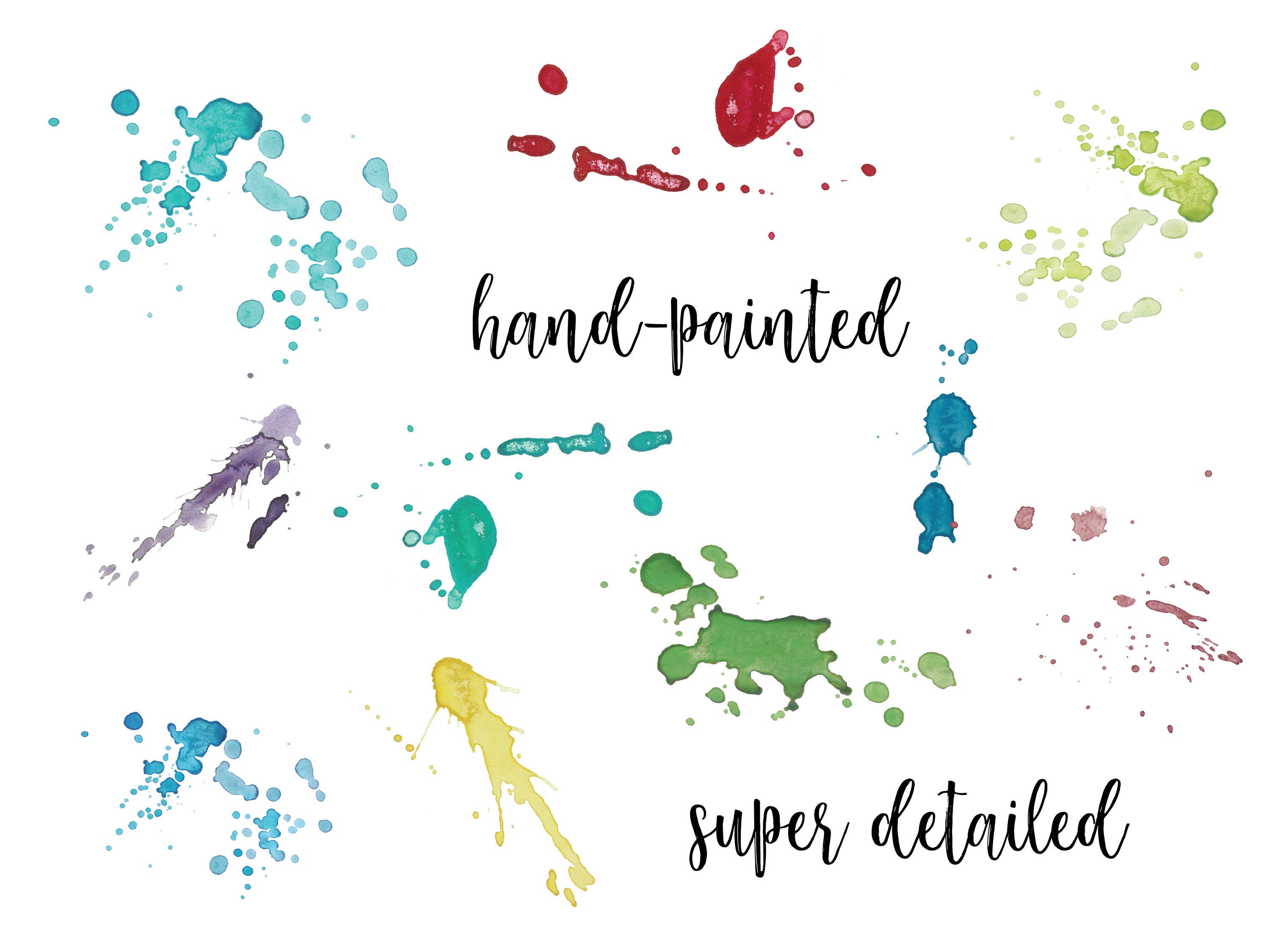 Watercolor Splashes Clipart, Paint Splatter, Digital Download, Junk ...