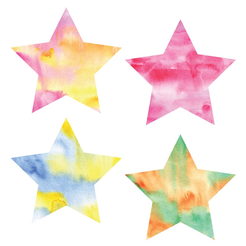 Colorful Watercolor Stars Clipart, Handmade Digital Art, Watercolor ...