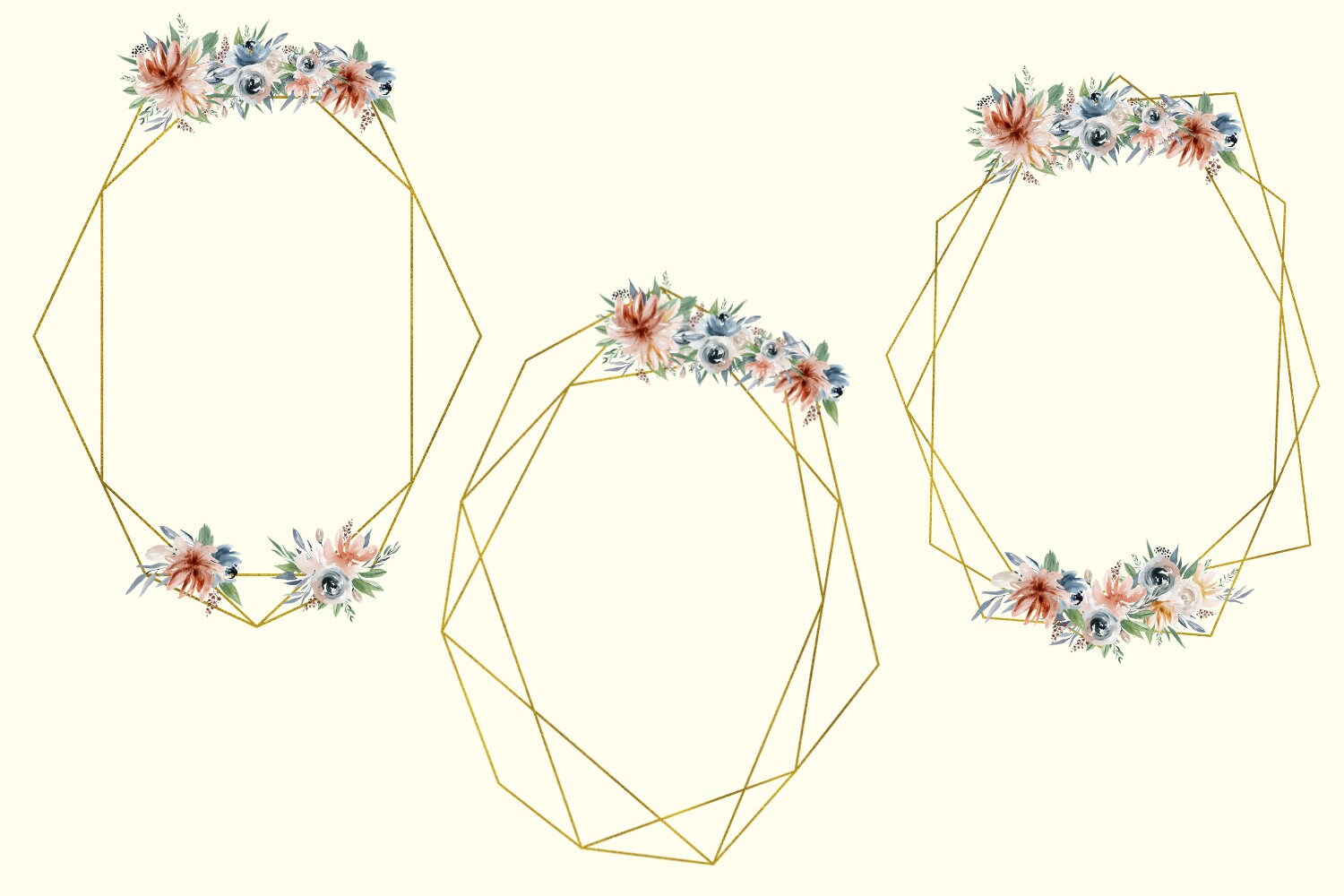 Romantic Geometric Frames Frames with Pink and Red Rose | Etsy