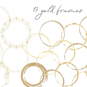 Gold Circles With Green Watercolor Watercolor Circles for - Etsy