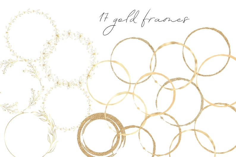 Gold Circles With Green Watercolor Watercolor Circles for - Etsy