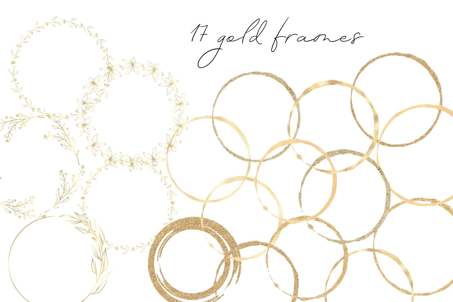 Gold circles with green watercolor Watercolor circles for | Etsy