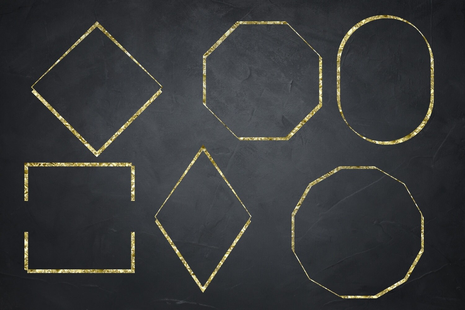 Modern Gold Polygonal Frame Clipart Gold Glitter Frames - Etsy