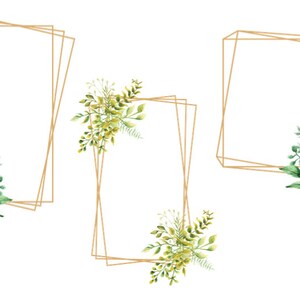 Minimal Geometric Frames, Botanical Watercolor Frames Clipart, Green ...