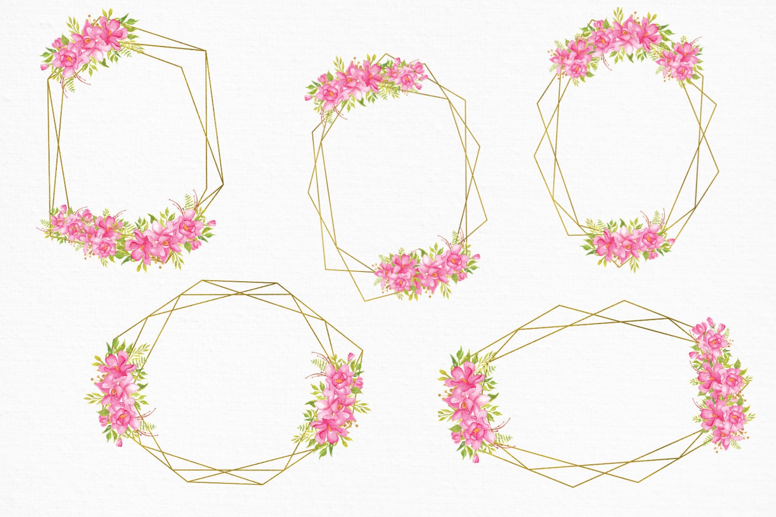 Geometric Gold Frames Floral Crystal Frames Wedding - Etsy