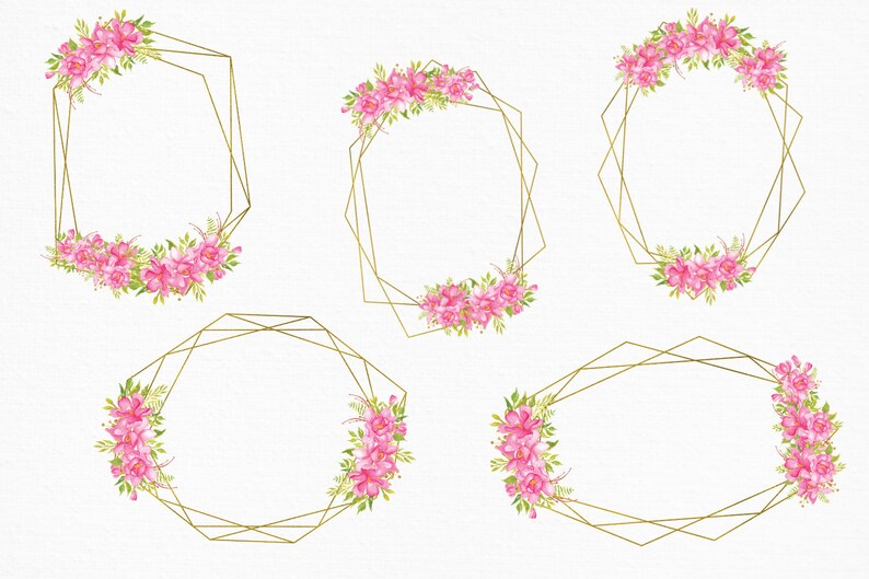 Geometric Gold Frames Floral Crystal Frames Wedding | Etsy