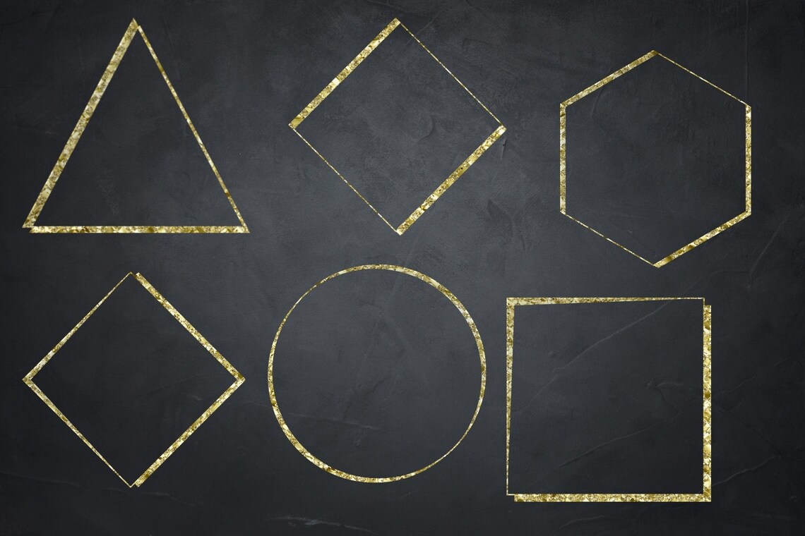 Modern Gold Polygonal Frame Clipart Gold Glitter Frames - Etsy