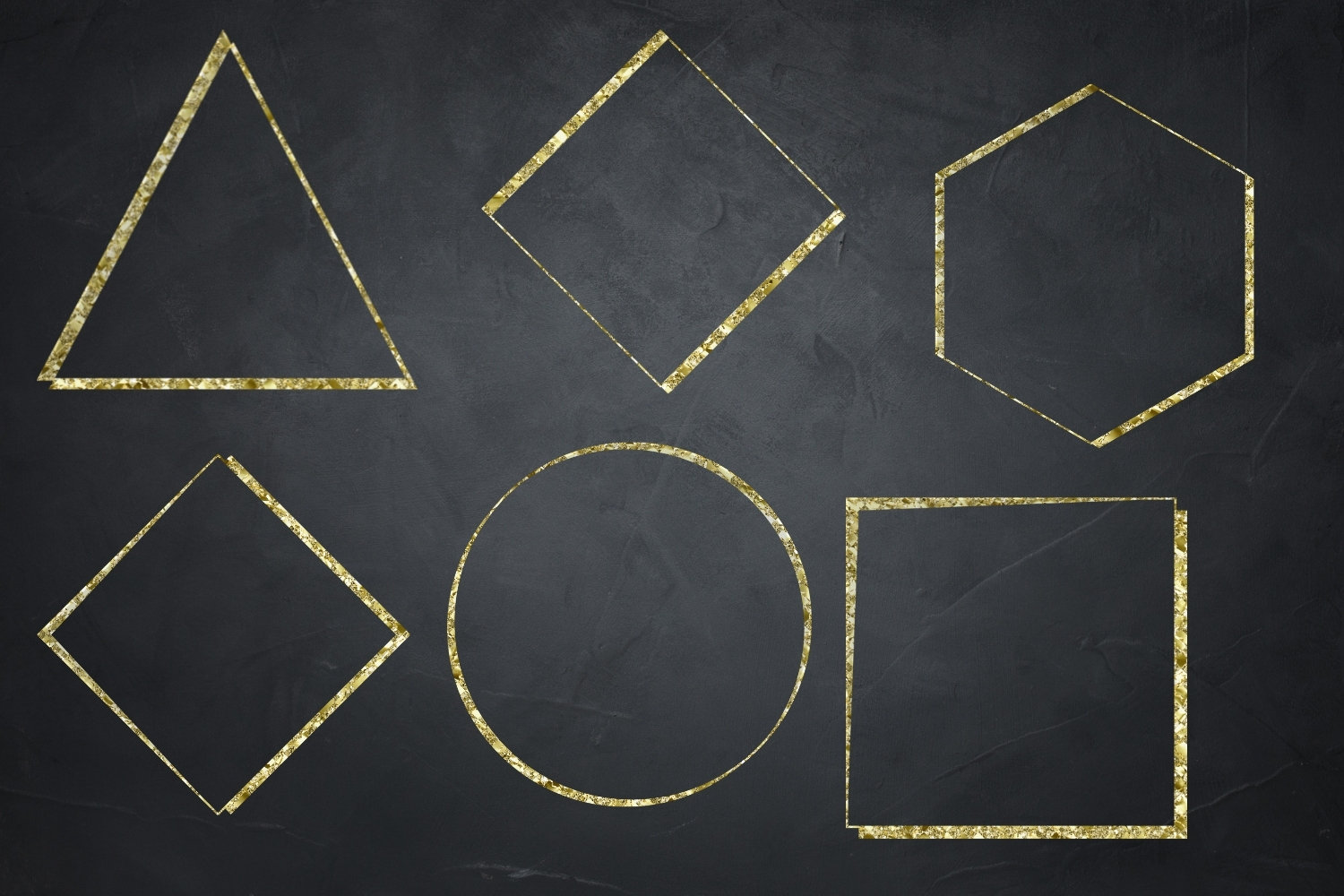 Modern Gold Polygonal Frame Clipart Gold Glitter Frames - Etsy