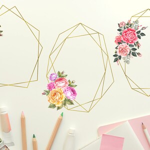 20 Geometric Frames, Frames With Vintage Flowers, Wedding Romantic ...