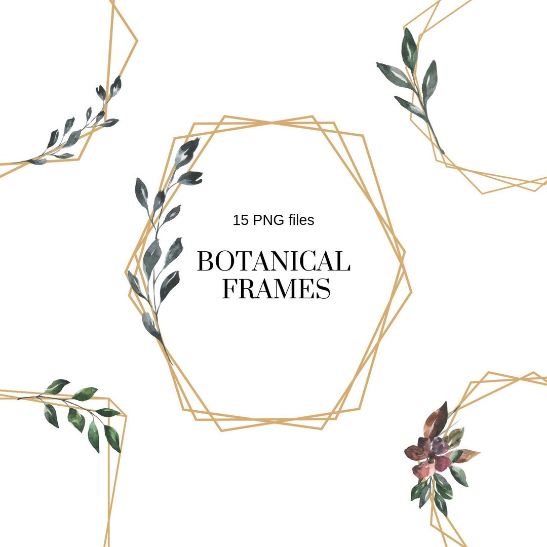 Elegant Minimal Geometric Frames, Botanical Watercolor Frames Clipart ...