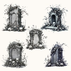 13 Watercolor Graves Illustrations – Gothic, Black and White Art ...