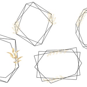 Minimal Geometric Frames, Gold Frames Clipart, Frames With Golden ...