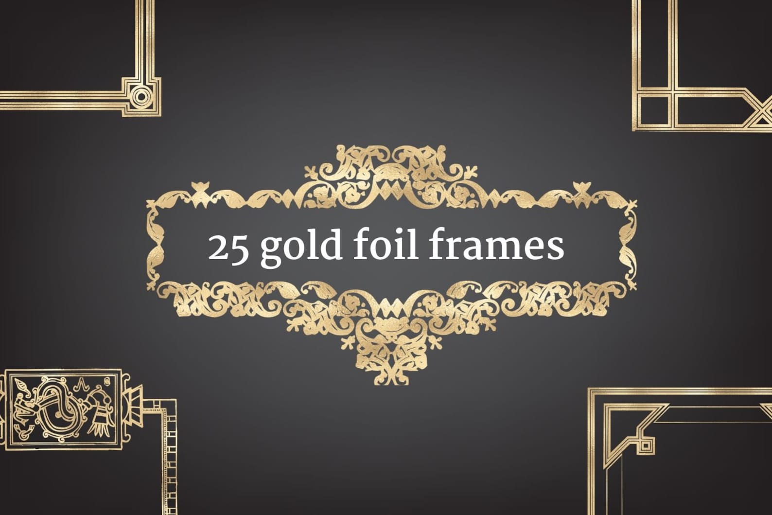 Gold Foil Frames Clip Arts Elegant Calligraphic Frames - Etsy